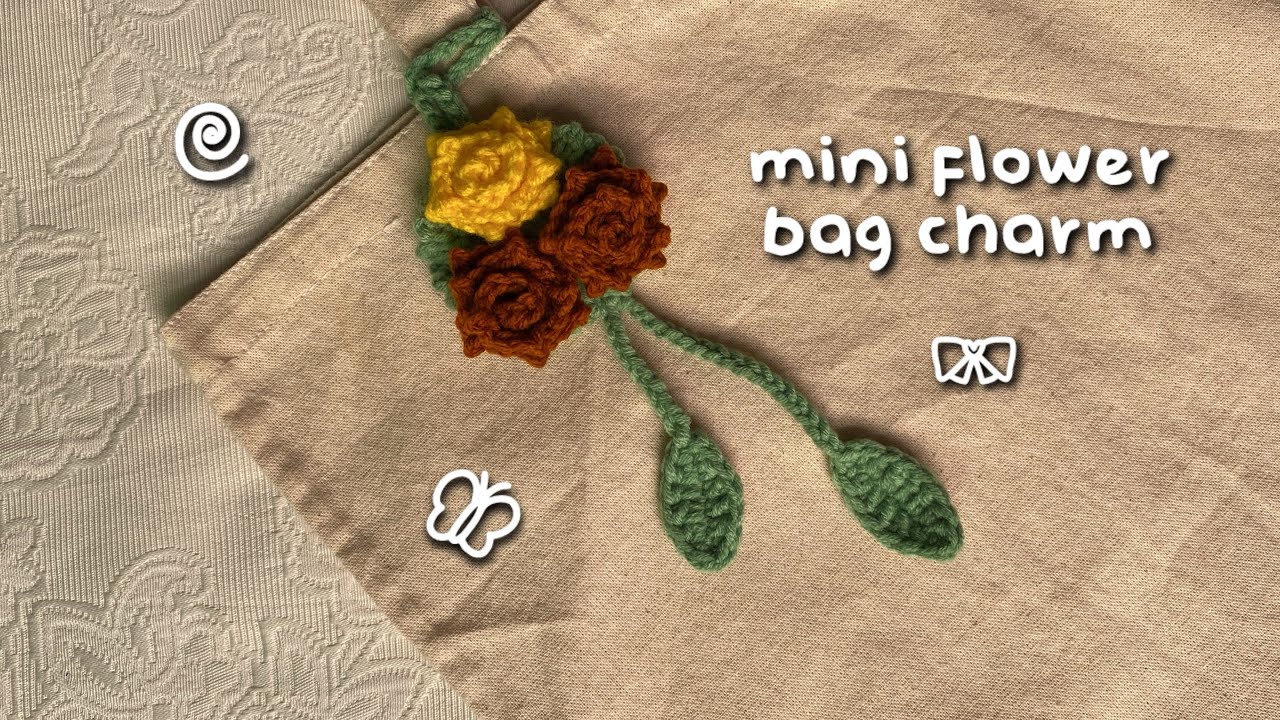 How to Crochet Rose Keychain 🌹 | Easy Amigurumi Bag Charm Tutorial ...