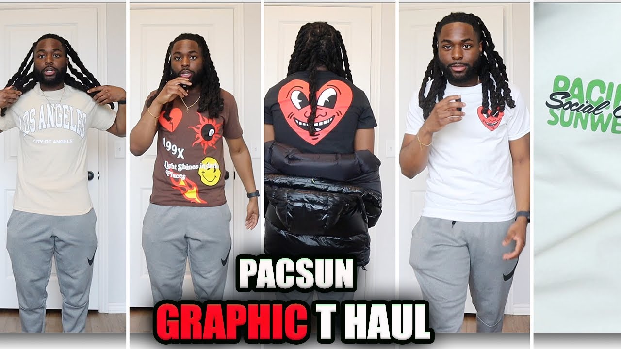 PacSun Graphic Tees Clothing TRY-ON haul - YouTube