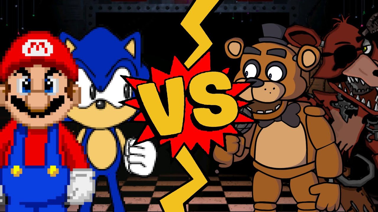 M.U.G.E.N Battles | Mario/Sonic vs Freddy Fazbear/Foxy - YouTube