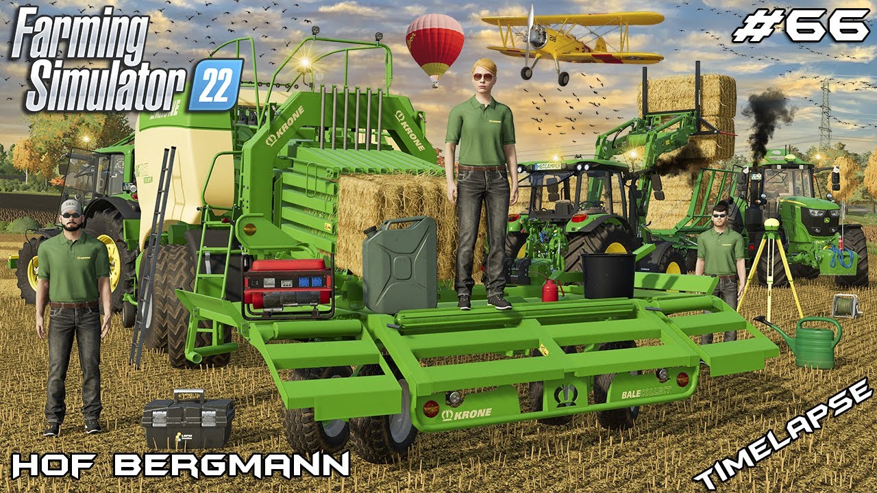Baling with KRONE BIG PACK 1290 and BALE COLLECT | Hof Bergmann ...