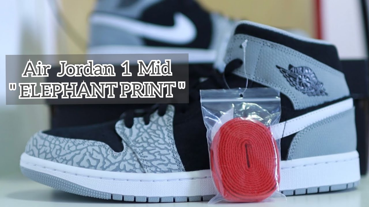 Air Jordan 1 mid “elephant print” unboxing & review - YouTube