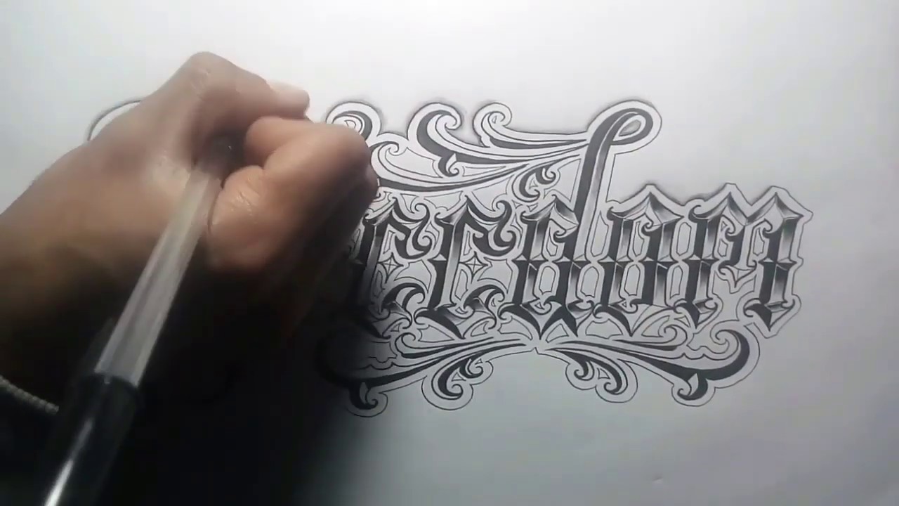 Time lapse diseño de tatuaje lettering "FREEDOM" (Lettering design ...