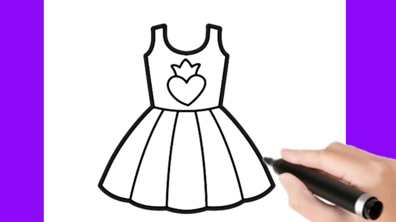 How to draw beautiful dress drawing, easy drawing step by step - YouTube