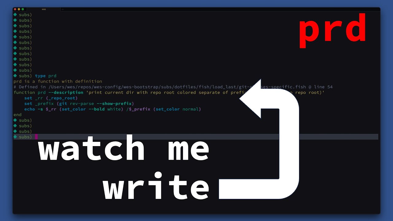 live - writing shell code for a prd function - YouTube