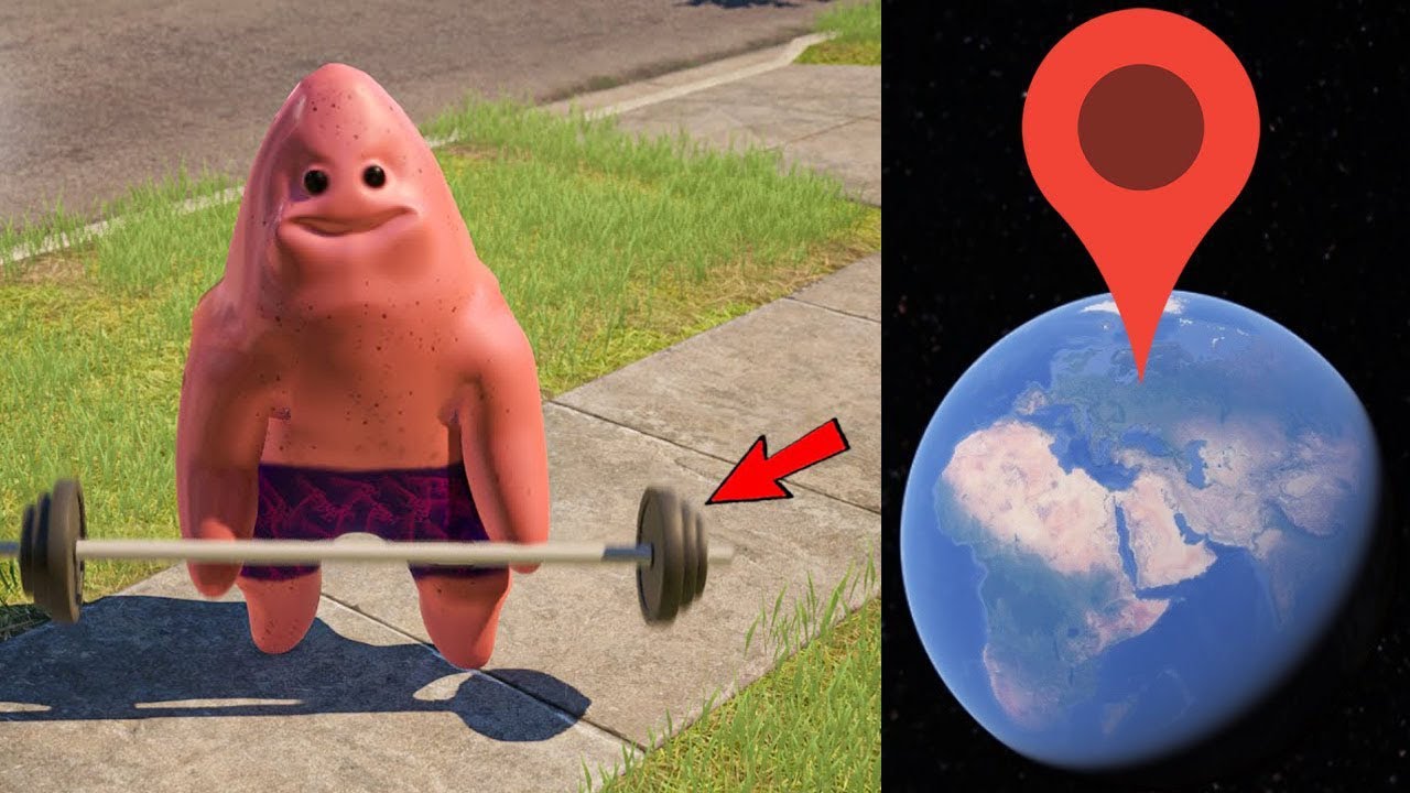 Giant Patrick in the Gym in my yard on Google Earth! - YouTube