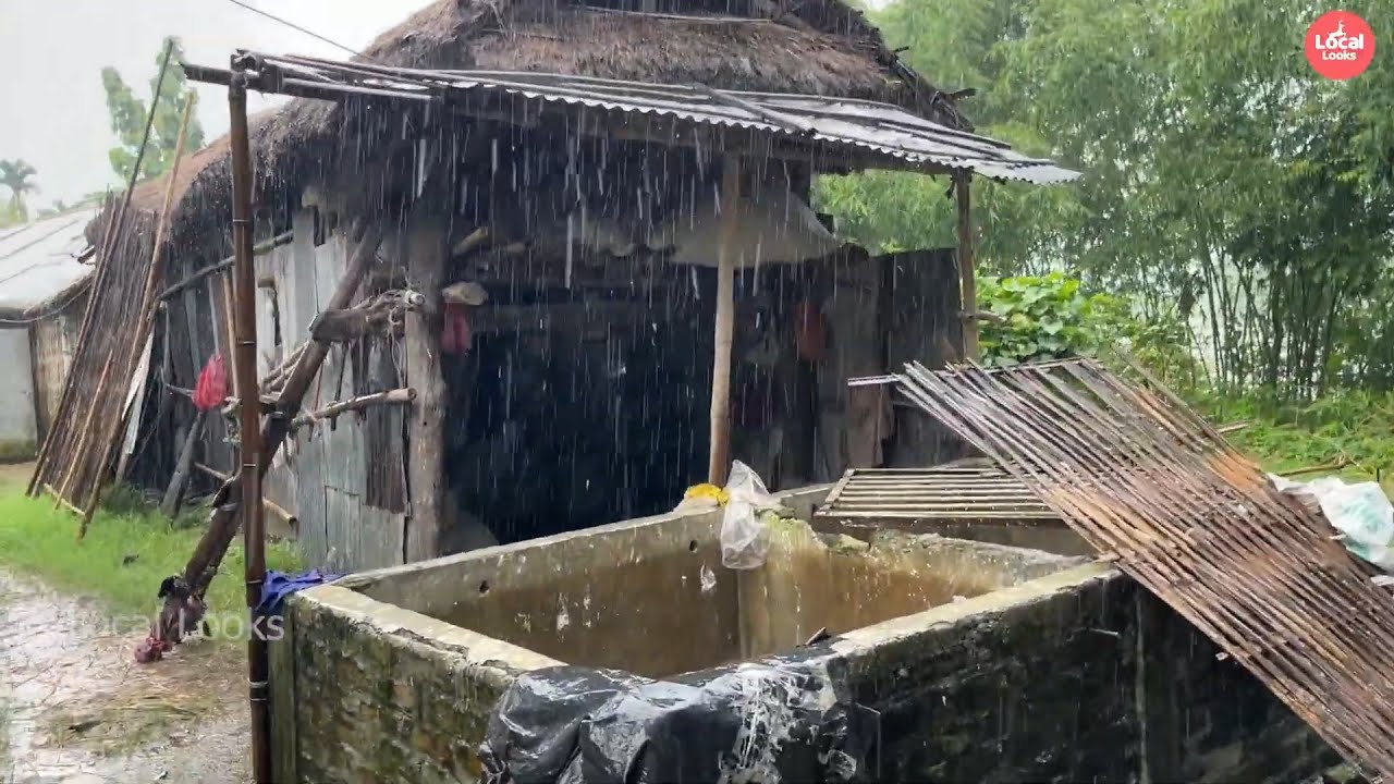 Heavy Rain on Rural Village Area- Peaceful Rain Video and Sounds - YouTube