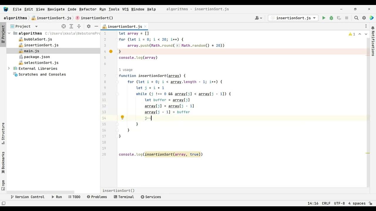 Сортировка вставками Insertion Sort Javascript Youtube
