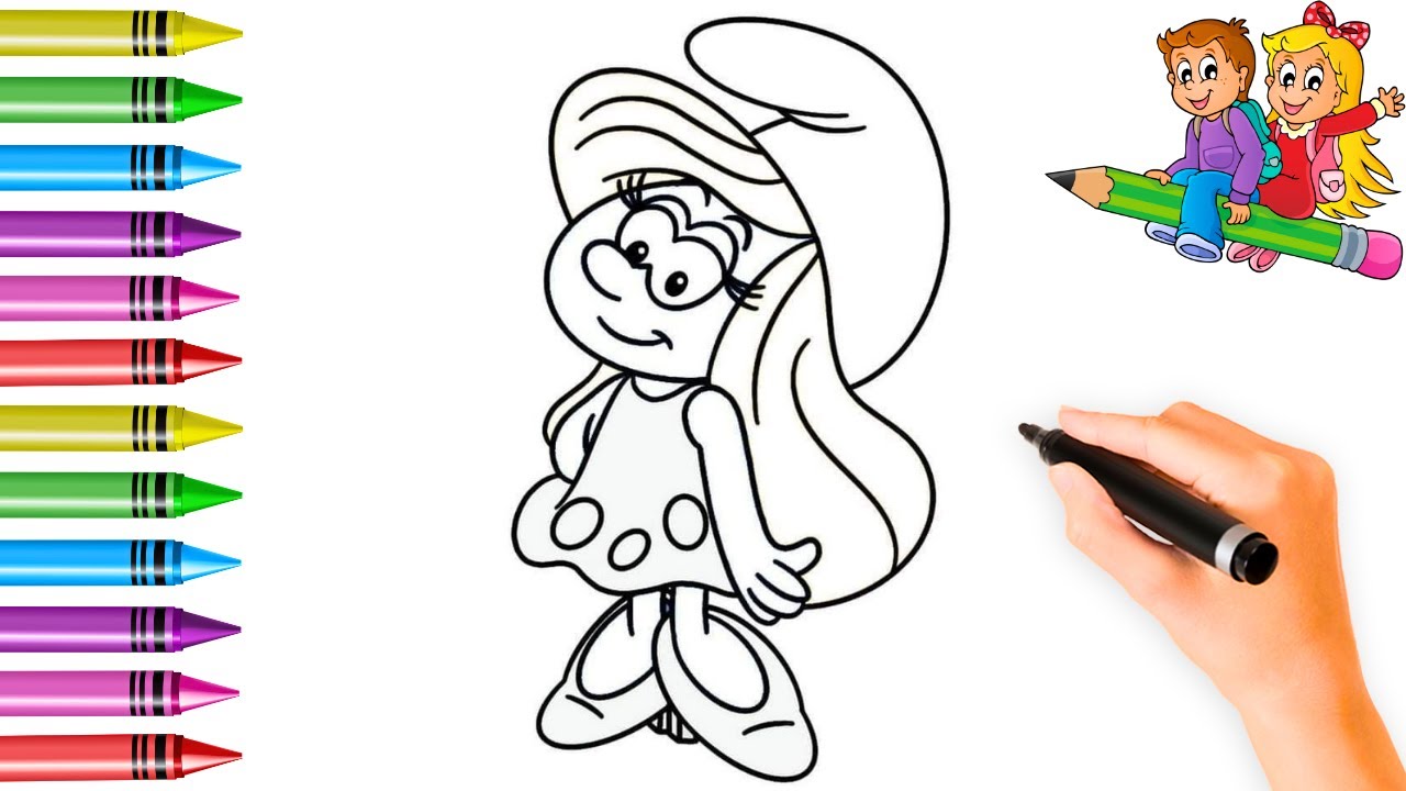 Easy Smurfette Drawing for Kids, Cute and Simple Smurfette Drawing, Art ...