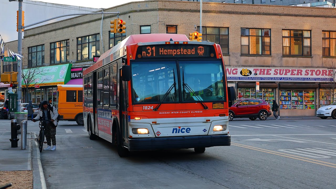 Nice Bus Riding #1824 on the N31 to Lawrence LIRR from Mott Av via ...