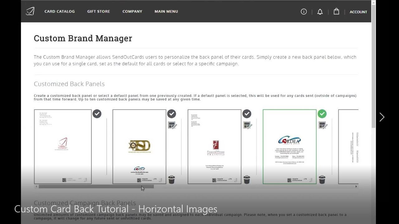 Horizontal Custom Card Backs with SendOutCards - Carolyn&Dean - YouTube