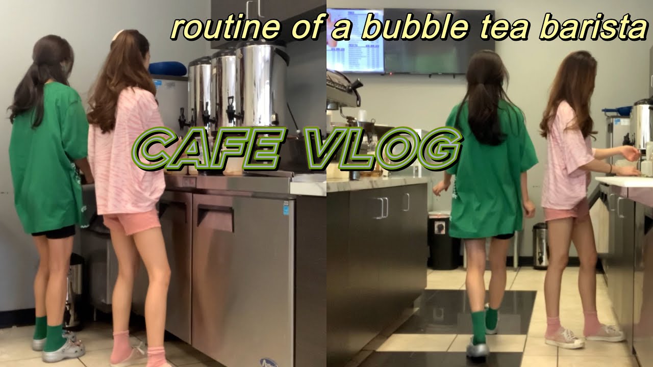 cafe Vlog/ 美国奶茶店/two baristas vlog |come to work with me vlog[bubble tea/milk tea] Barista vlog ...