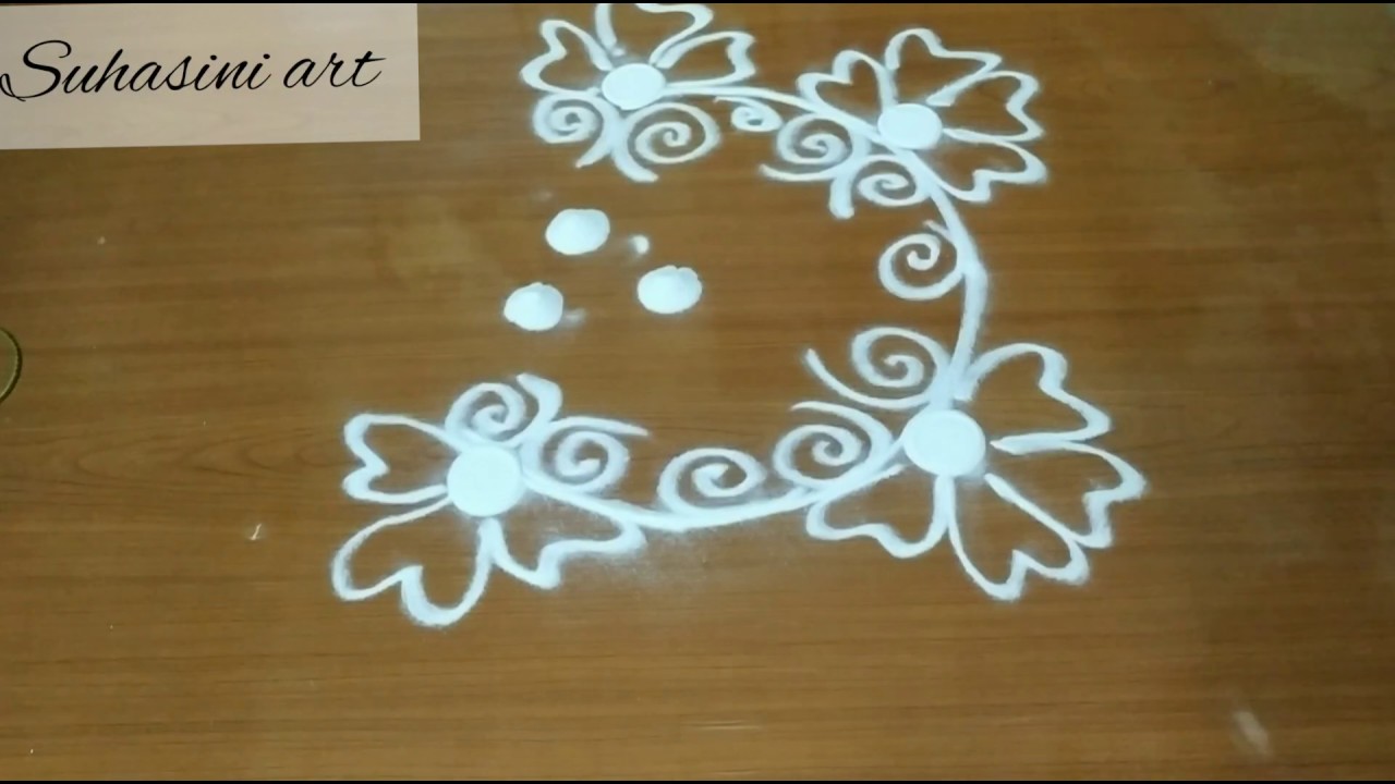 Free hand rangoli quick and easy free hand rangoli - YouTube