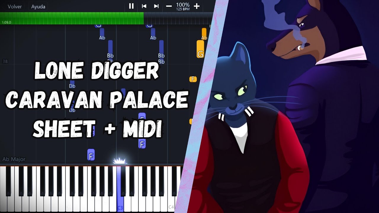 Lone Digger / Caravan Palace PIANO TUTORIAL SHEET + MIDI - YouTube