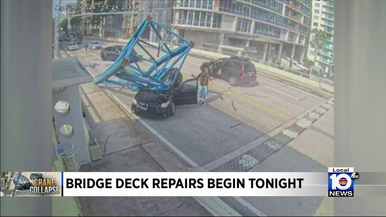 Bridge deck repairs begin Friday night following crane collapse - YouTube