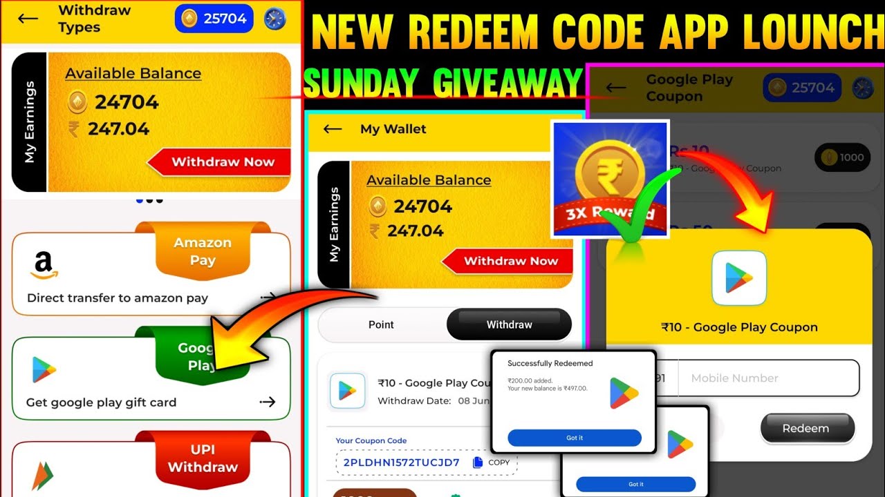 3x Reward App | Free Redeem Code | Google Play Redeem Code App | Free ...