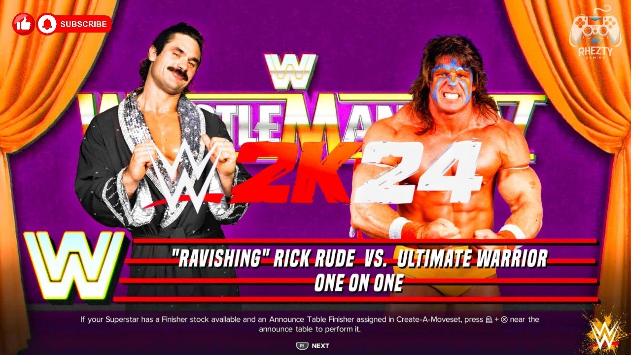WWE 2K24 | WrestleMania (Ravishing Rick Rude vs. The Ultimate Warrior ...