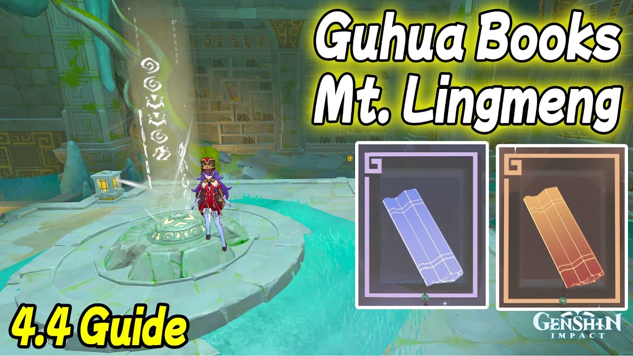 Puzzle Guide | 4 Guhua Books Library | Mt. Lingmeng | 4.4 Genshin Impact - YouTube
