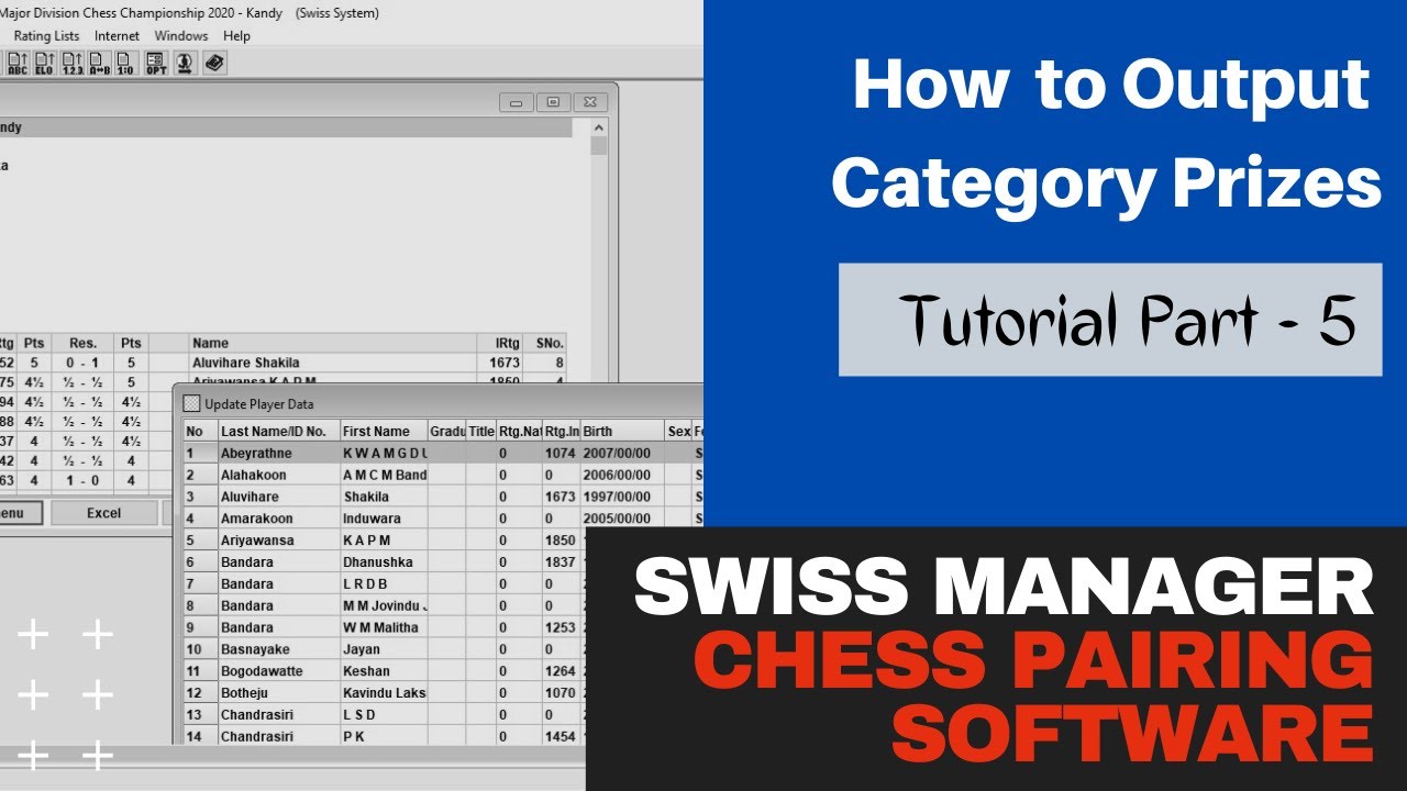 Output Category Prizes - Swiss Manager Pairing Software - YouTube