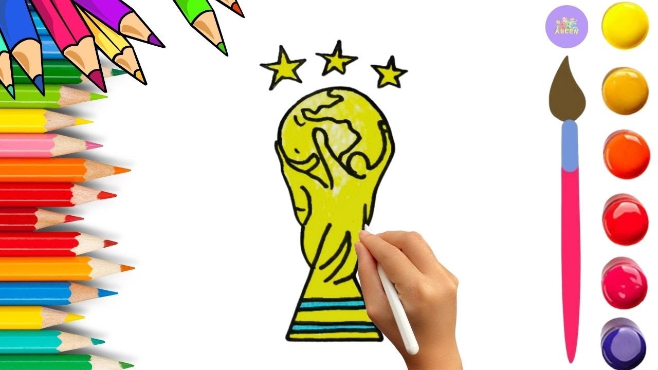 How To Draw cute World Cup Drawing, Painting & Coloring For Kids and ...