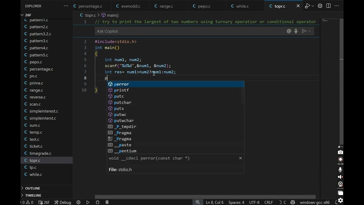find the largest of two numbers using the ternary operator || #ctutorials - YouTube