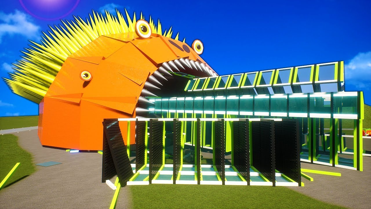 MAMMOTH SLUG MONSTER EATS LEGO TOWER! - Brick Rigs Survival Multiplayer ...