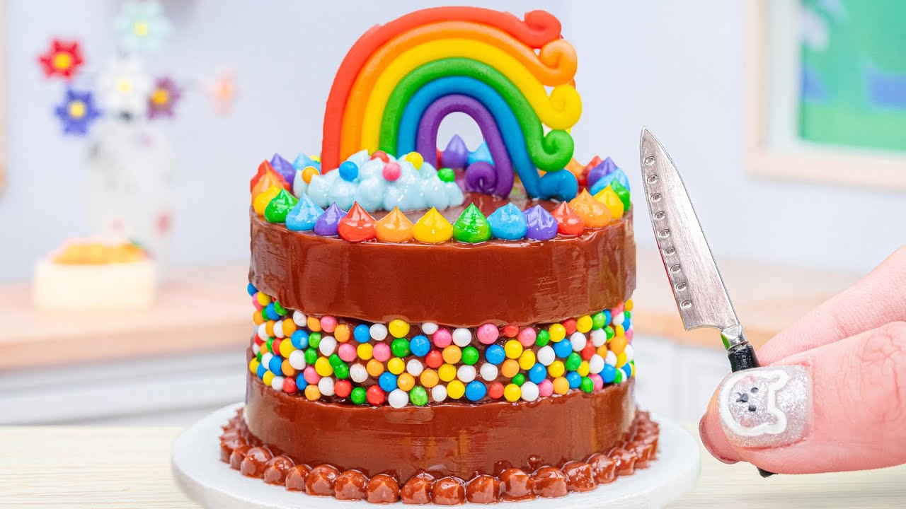 Rainbow Chocolate Cake 🌈 The Perfect Sweet Miniature Dessert Recipe 🍦 LOTUS MEDIA - YouTube