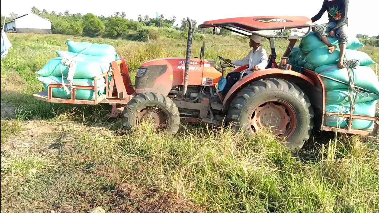 Amazing Tractors Transport Rice In Mud Kubota M6040 - YouTube