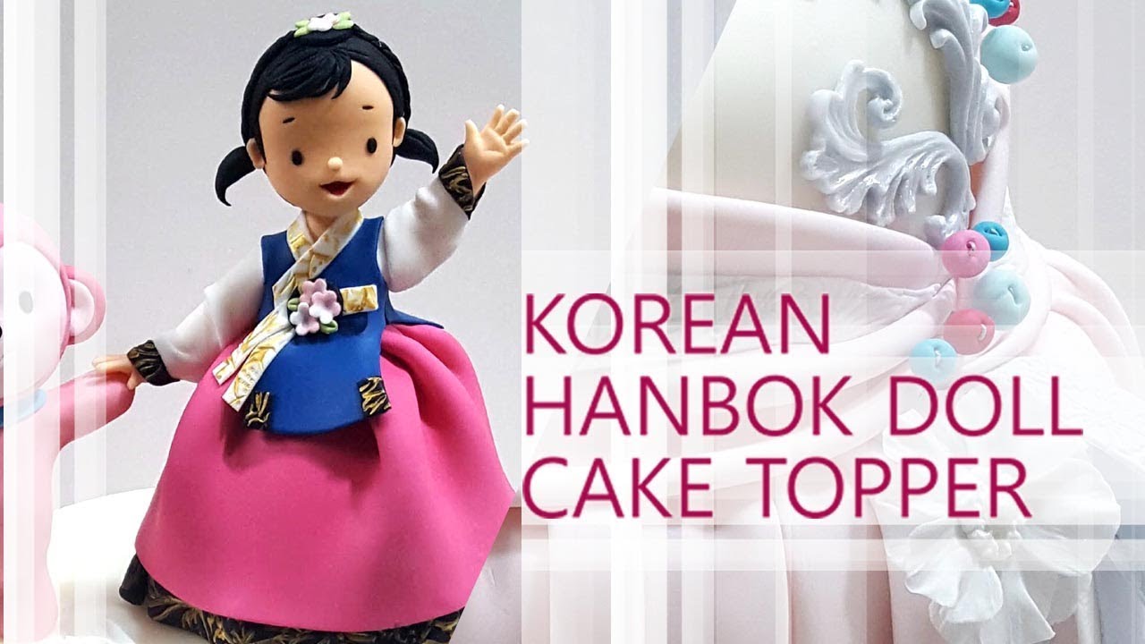 Korean Hanbok doll cake tutorial 한복 캐릭터 케이크 만들기チマジョゴリ - YouTube