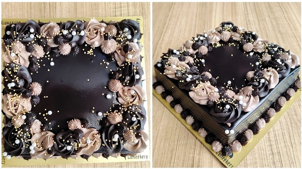 How To Make Square Shape Chocolate Cake With Fresh Cream | Unique ...