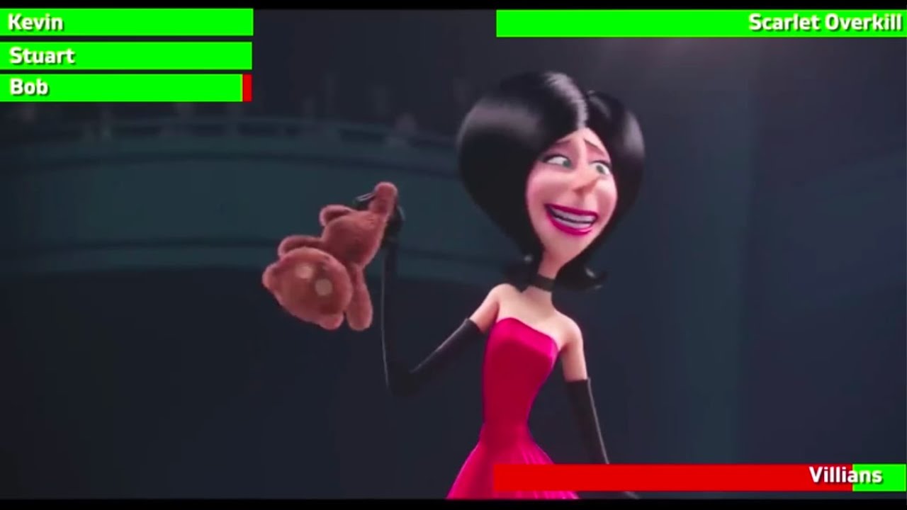 Minions vs. Scarlet vs. Villians battle with healthbars | Minions (2015 ...