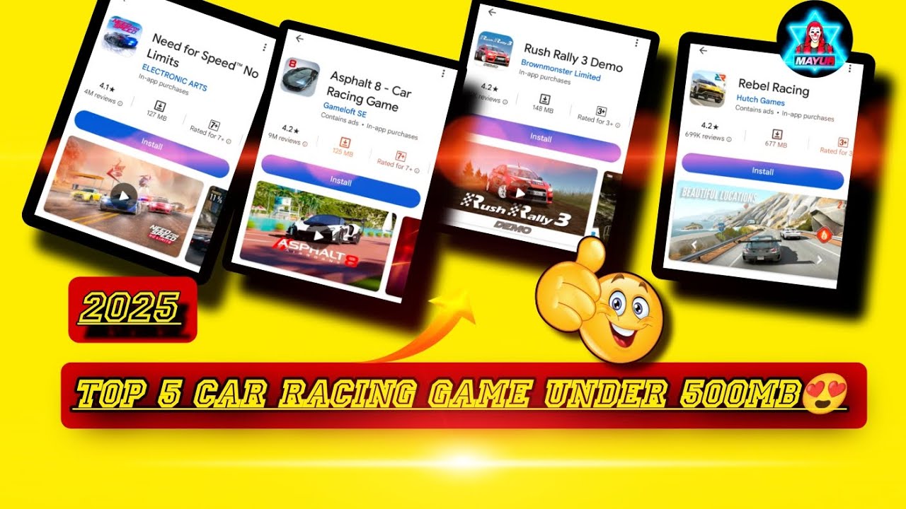 Top 5 car racing game under 500mb😍#carparking2 #ashphalt #rushrally3 # ...