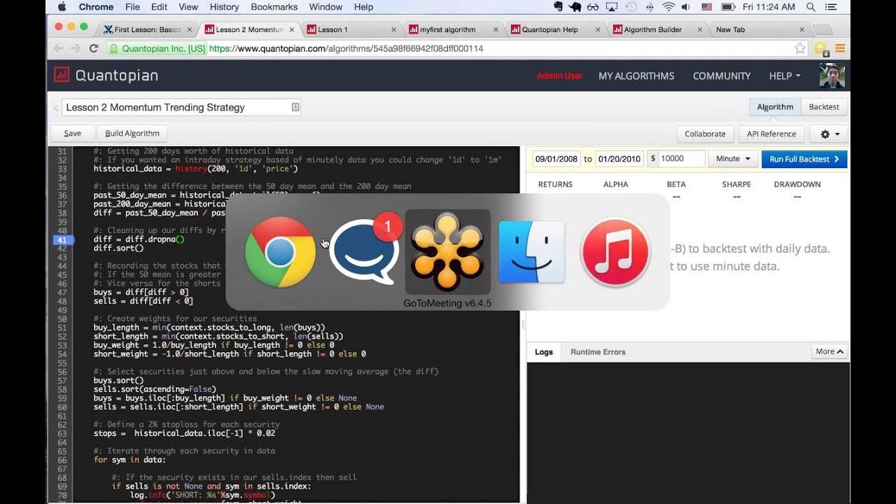 Quantopian Lesson Series 1: Basics of the IDE - YouTube