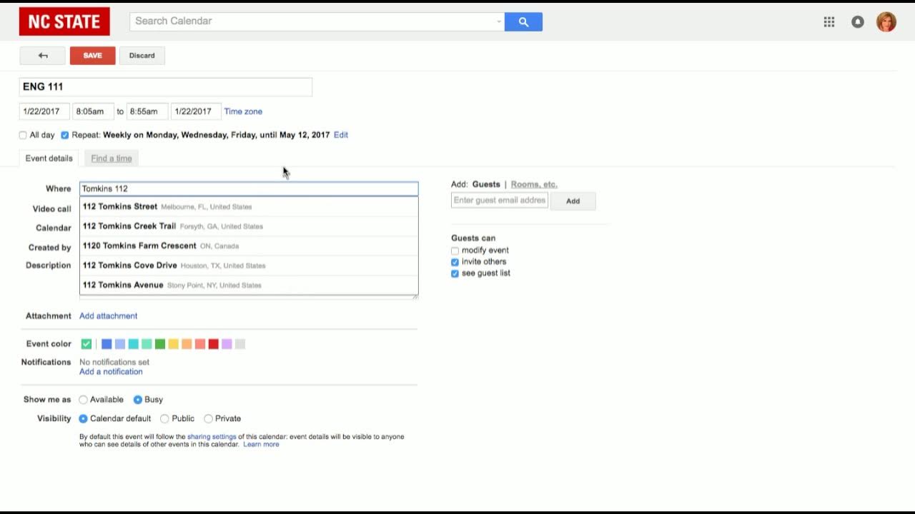 How to add a class in google calendar - YouTube