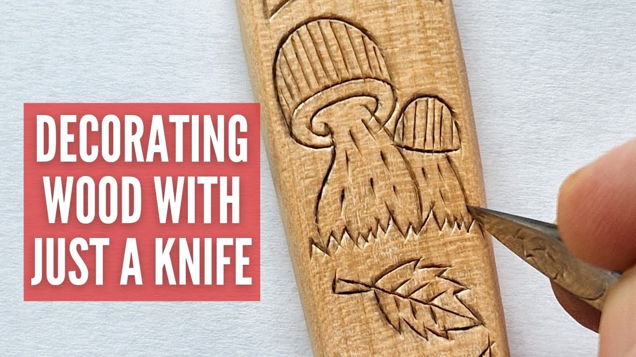 Decorating Wood With Just a Knife. Kolrosing a Boletus Mushroom Design ...
