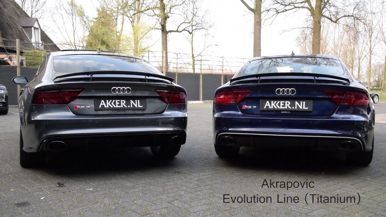 Audi RS7 Akrapovic Evolution Line vs. Sport Exhaust - YouTube