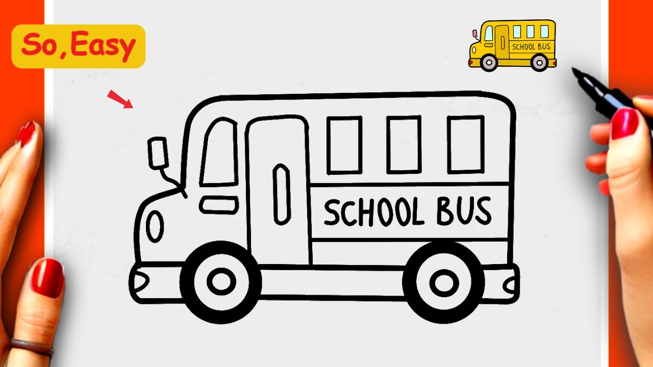 Dibujo fácil - Cómo dibujar un autobús escolar paso a paso - Dibujo de ...