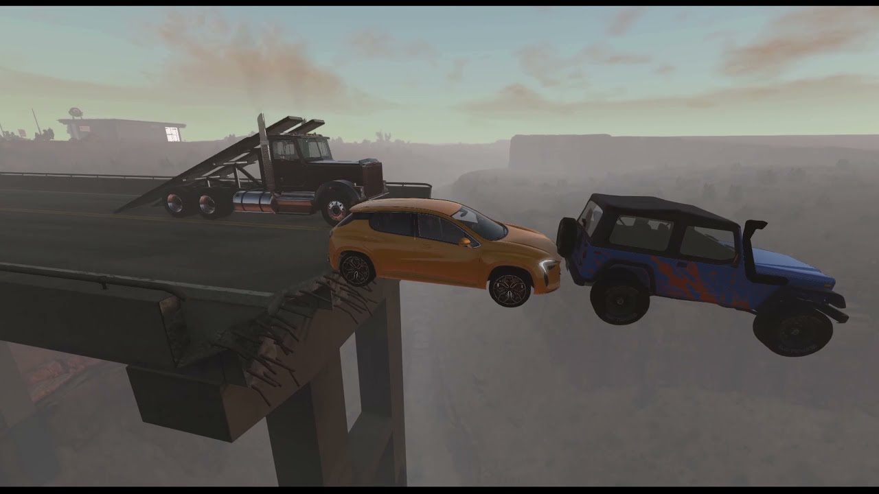Car Vs Broken Bridge | Batmobile Brutal Damage | BeamNG.drive - YouTube