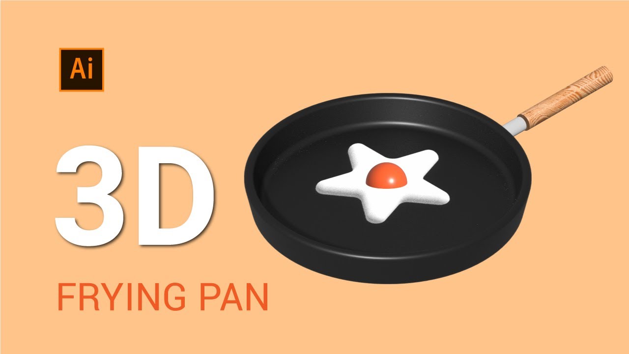 How to create 3D frying pan in Illustrator | 3d design in illustrator ...