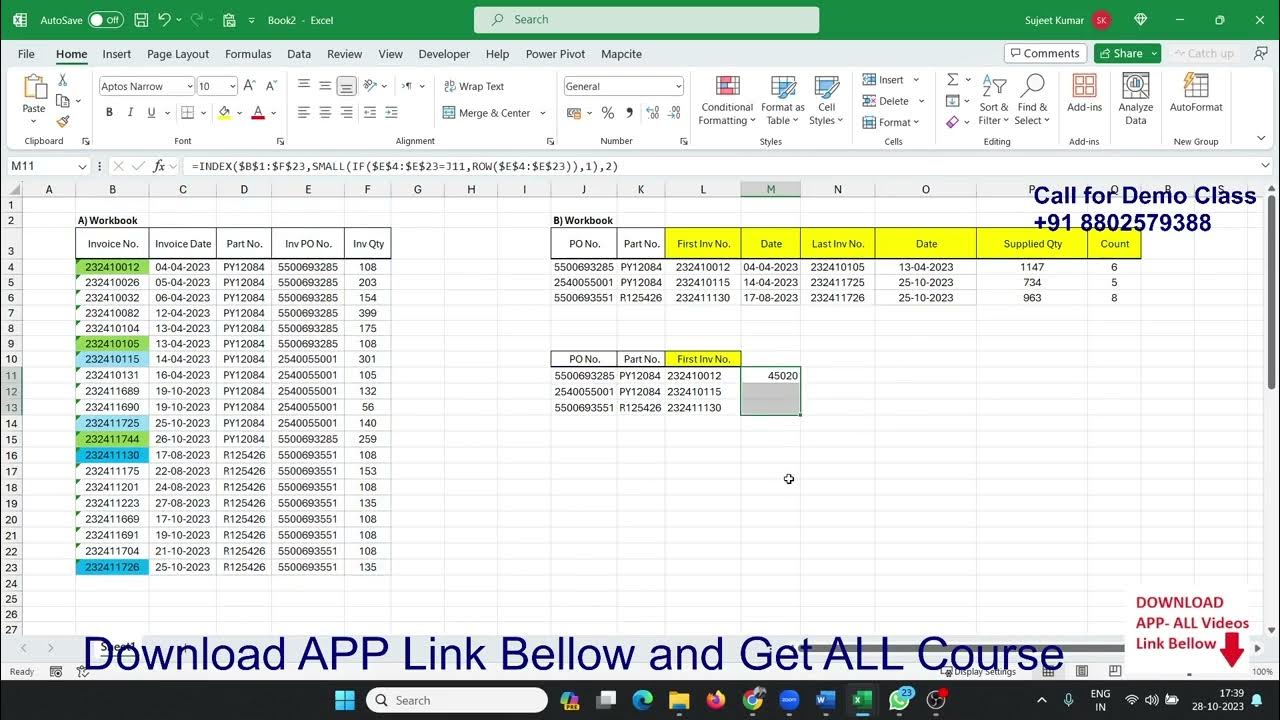Report Automation in Excel with Formulas # Sujeet Sir Excel Classes #IPTINDIA #Excelcourse - YouTube
