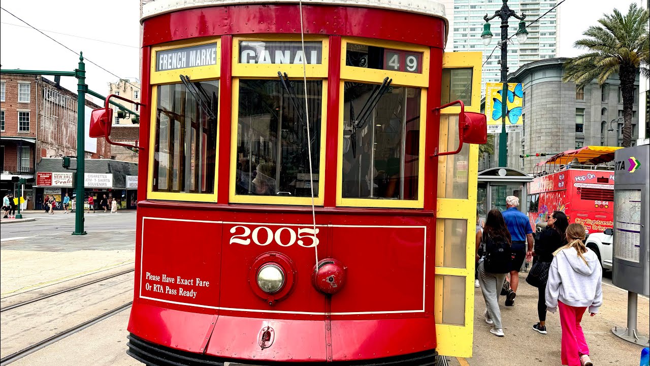 A streetcar on Canal Street in the French Quarter in New Orleans ...