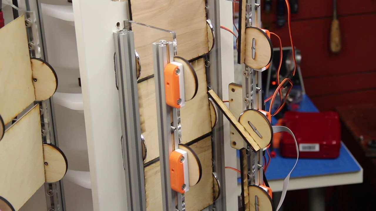 Sorting shelf servo flaps - YouTube