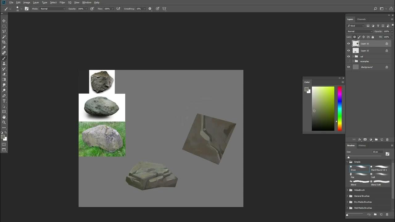 Hand Painted Texturing - Material Analysis - Painting Example - Stone - YouTube
