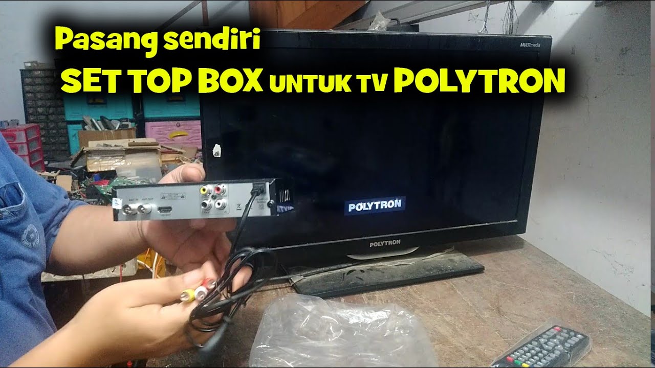 cara pasang set top box tv polytron LED - YouTube