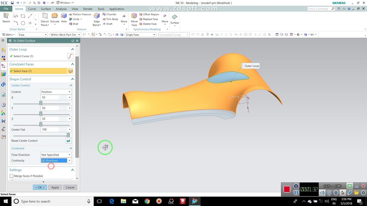 N Sided Surface in NX (UNigraphics) - YouTube