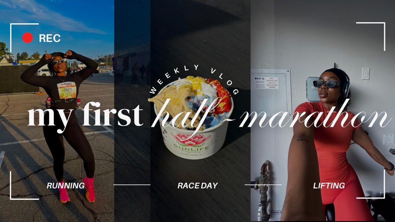 weekly vlog ♡ my first half marathon, la marathon, week of workouts ...