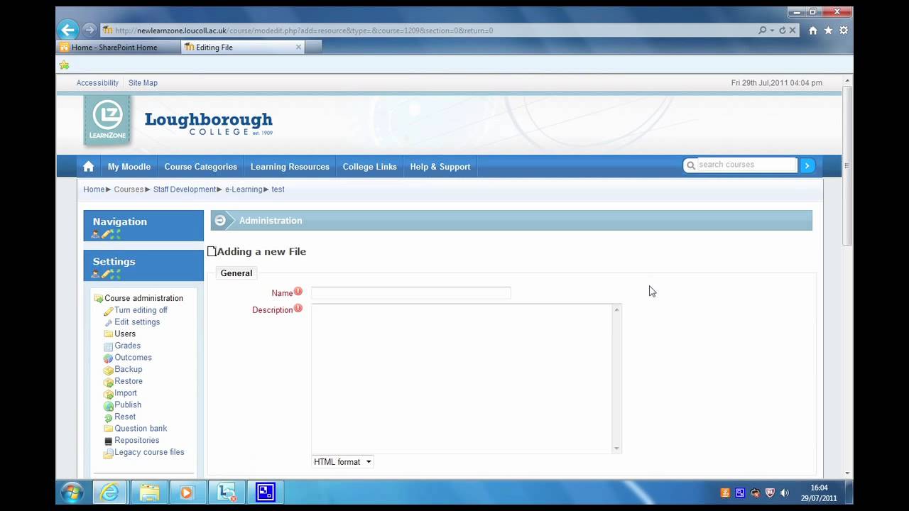 Uploading a file to Loughborough LearnZone - YouTube