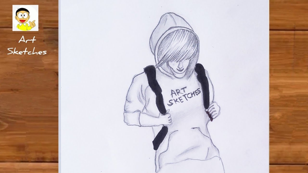 How to draw a Boy | Pencil Sketch | School Jata Hua Ladka - YouTube