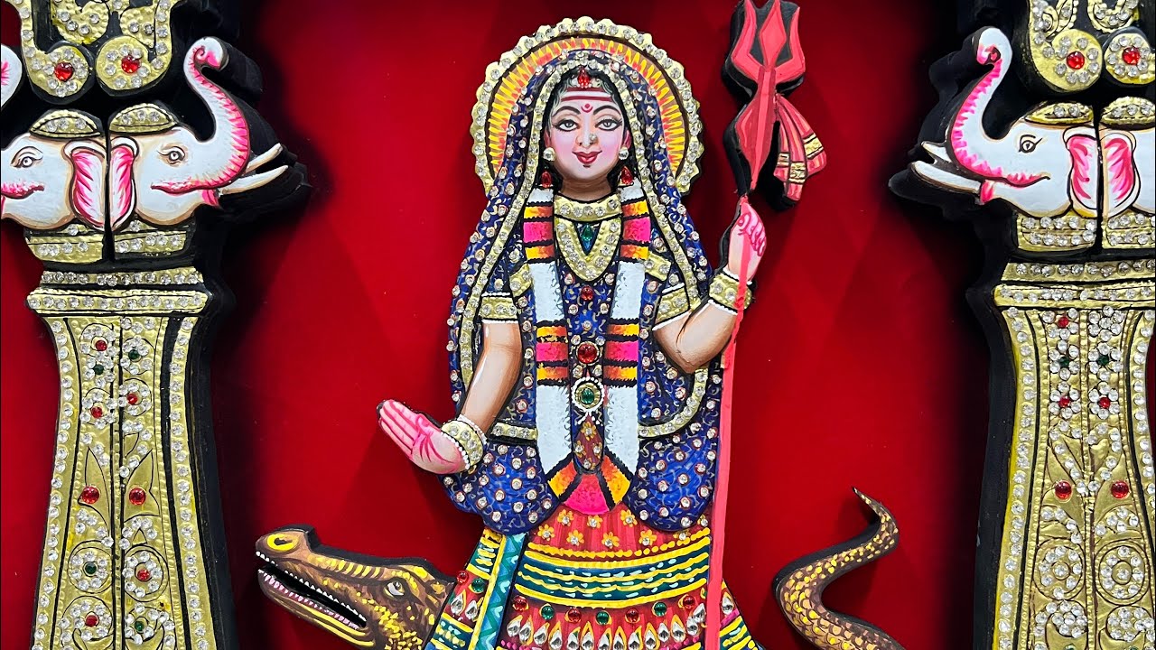 Mataji Real Painting with Gold plated led photo frame for temple - YouTube