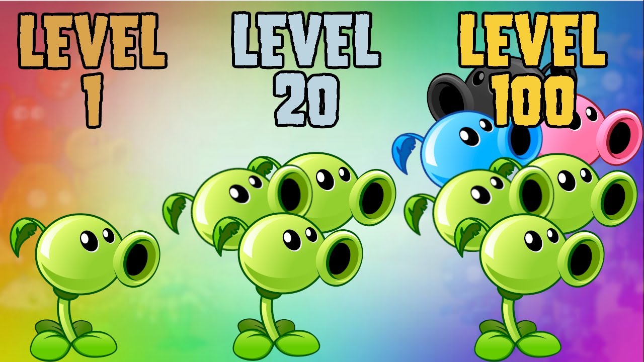 Plants vs Zombies 2 Pea Shooter Lvl 1 vs lvl 20 vs lvl 100 PvZ2 ...