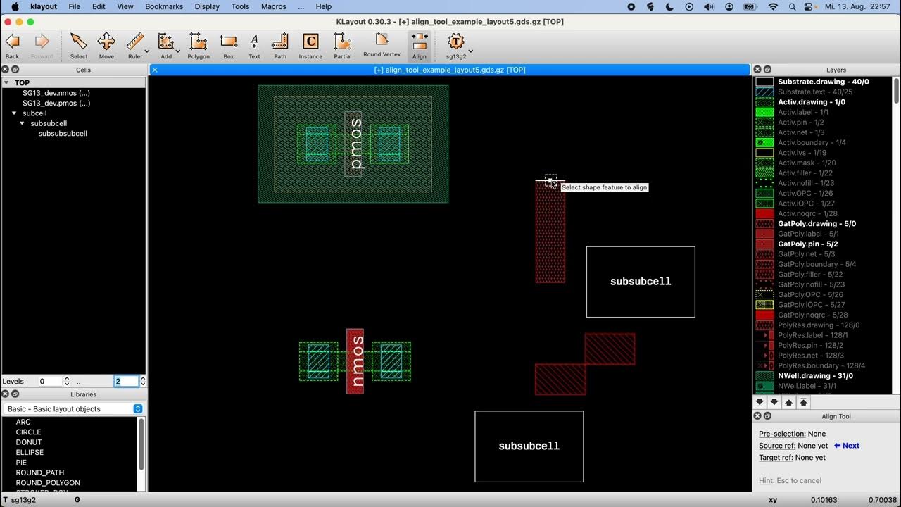 KLayout alignment tool demo: Advanced Examples - YouTube